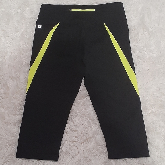 Fabletics | Shorts | New Xs Black And Florescent Green Fabletics Capris ...